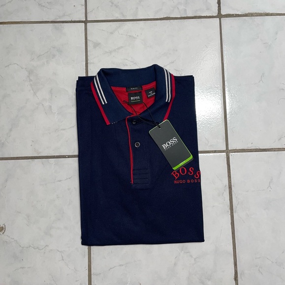 Hugo Boss | Shirts | Hugo Boss Stripe Navy Blue Color Polo | Poshmark